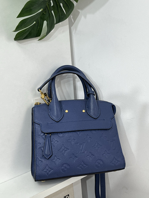 LV City pont neuf mini 蓝色 全皮压纹 手提斜挎包 21×18×8