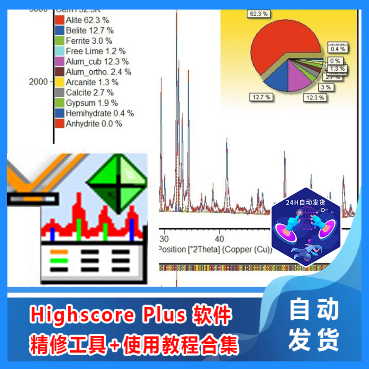 XRD软件精修完全版物相材料分析 highscore plus icsd cod卡片_虎窝淘