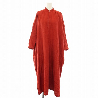 suzuki takayuki 红色亚麻 连衣裙 长裙 23SS peasant dress