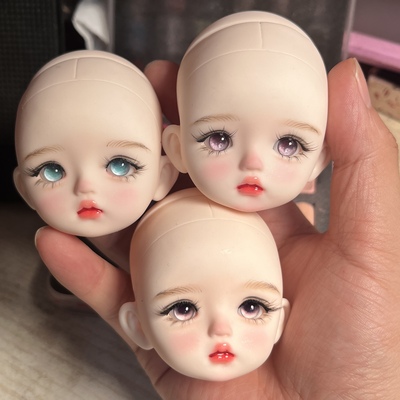 纯手绘真人六分单头娃头mjd成品改妆BJD娃娃可换眼珠