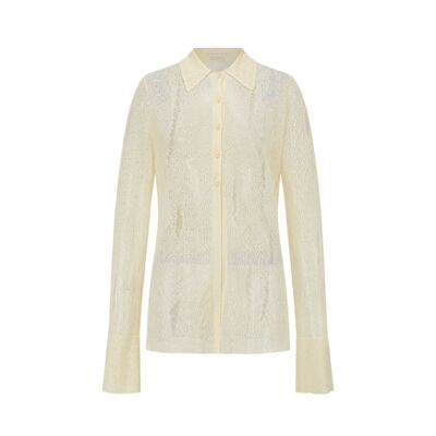 SWAYING/KNIT 亚麻翻领挑孔开衫 SW26PF1T09