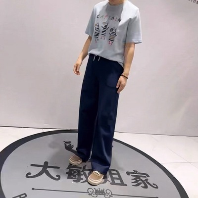 针丝缘春季新款大码百搭拖地裤女