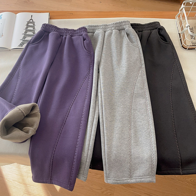 真好穿～女童加绒香蕉裤中大儿童保暖休闲裤冬季加厚弯刀校园裤子