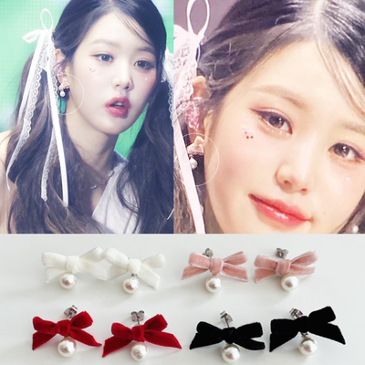 直邮~张元英同款 韩国代购JEALOUSY正品 甜美蝴蝶结珍珠耳环 耳饰