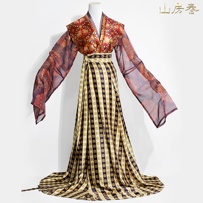 山房春 | 山房春唐风联珠对马纹织锦背子八破裙汉服花鸟垂领衫