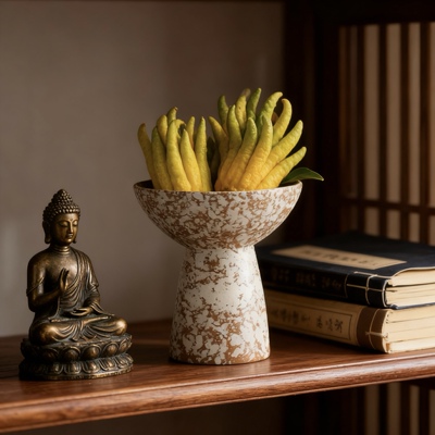 中式清供佛手柑高脚托盘底座