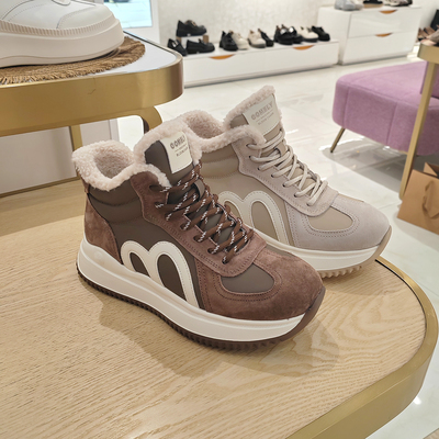 COMELY康莉女鞋2025冬季新款高帮厚底绒里时尚保暖德训鞋KLB58826