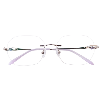 女款素颜复古无框紫外线变色眼镜