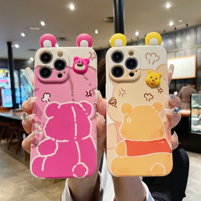 可爱生气小熊适用VIVO S16 S17 S18手机壳X100 X90 X80卡通维尼熊Y78立体公仔Y35 Y100 Y50男女防摔潮壳