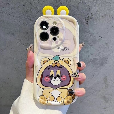 新款适用VIVO X90S X100手机壳Y18 Y200i Y78卡通猫和老鼠杰瑞S18 S17 S16立体耳朵IQOO12/11可爱男女保护套