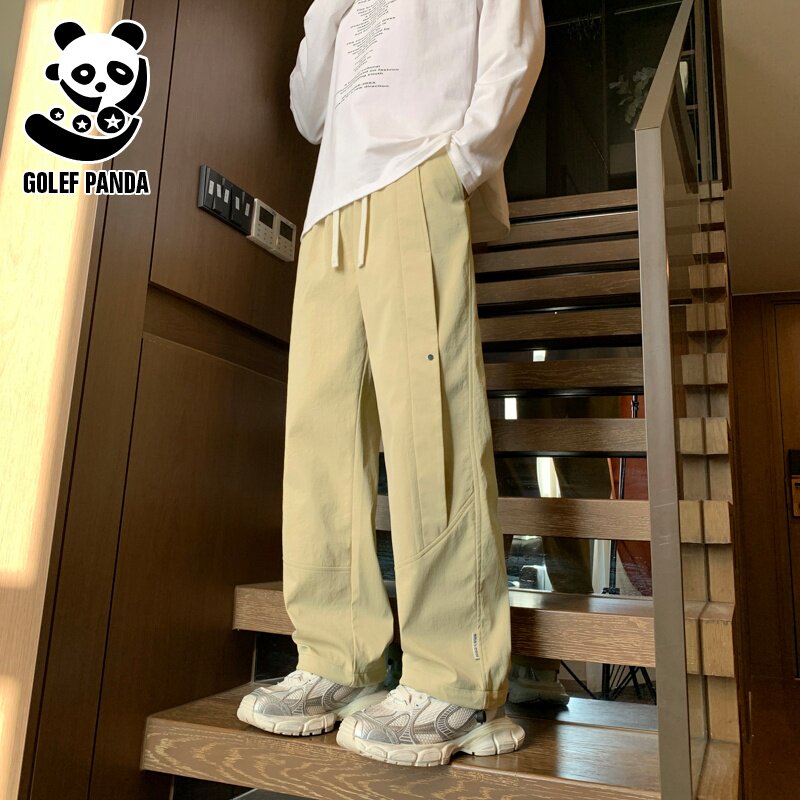 高尔夫熊猫大码男装秋季美式工装风休闲裤男宽松直筒束脚裤潮牌