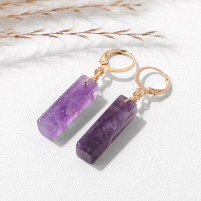 Rectangle Amethysts Dangle Earring Obsidian Quartzs Jades