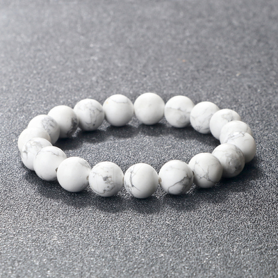 Natural White Howlite Real Stone Bracelet 6/8/10mm Beads