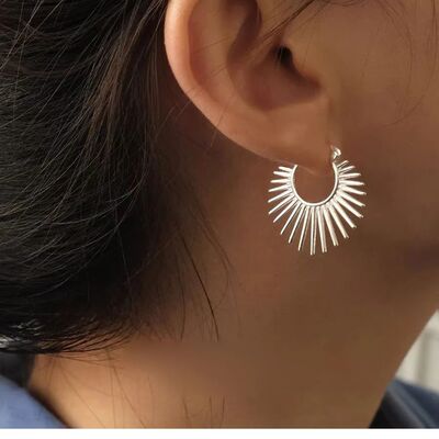 Sterling Silver Shinning Earrings For Women Sun Shape Sexy