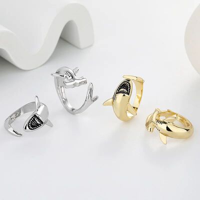 Fashion Marine Organism Ring Women Gold Silver Color Shark