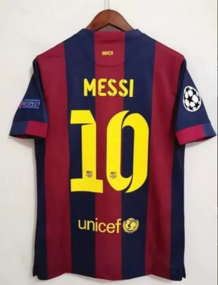 14 15 Retro Barcelona MESSI SUAREZ NEYMAR JR Soccer Jersey