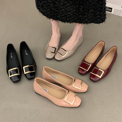 春夏新款内增高方扣一脚蹬女单鞋