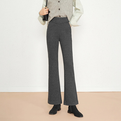 洋气羊毛微喇裤加绒加厚女