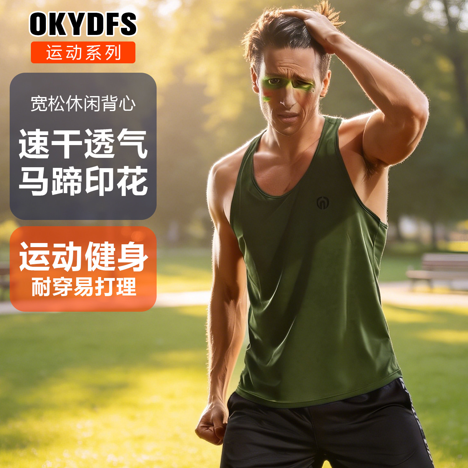 夏男士运动纯色无袖背心透气跑步健身骑行马拉松训练速干打底上衣