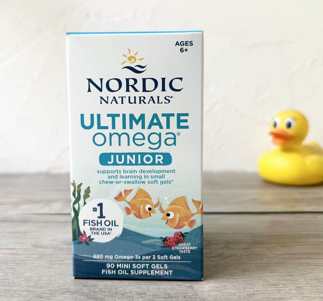 /Nordic青少年Junior咀嚼胶囊6+鱼油Omega草莓味90粒6-12岁/28.04