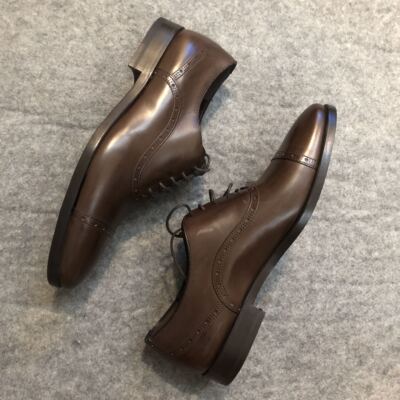 美国棕色正装风尖头牛津鞋