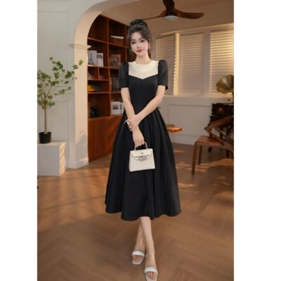 【JANE·简】夏季女设计感法式修身收腰显瘦气质名媛连衣裙80270