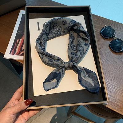 韩国文艺清新丝巾小方巾新款棉麻柔软复古怀旧丝巾发带