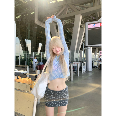 JMJ 美式学院风星星满印短裙女辣妹设计感气质修身显瘦包臀半身裙
