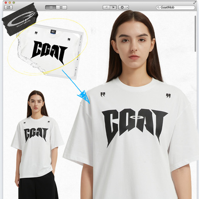 GOAT基础发泡印花短袖基础纯色