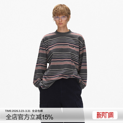 ECHOADE宽松撞色条纹长袖T恤