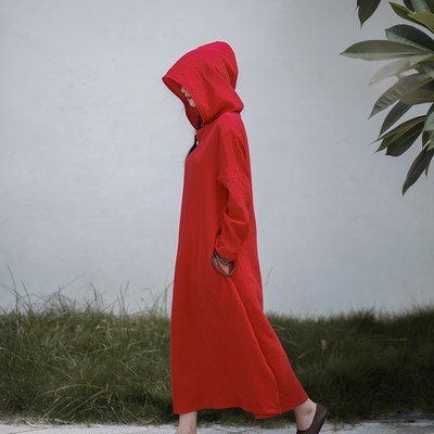 巫师袍子原创纯色复古带帽长裙