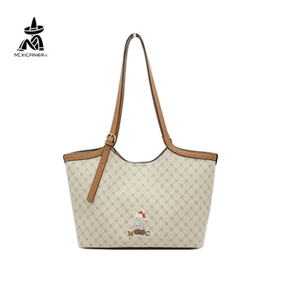 稻草人女包2025冬季新款印花托特包大容量时尚百搭单肩腋下水桶包