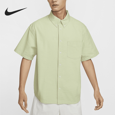 耐克男士系扣短袖衬衫