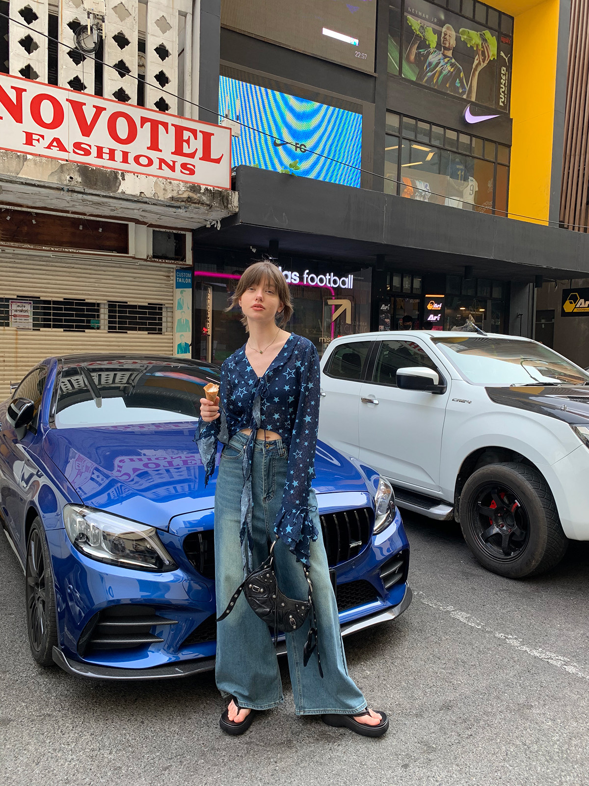 KERNEL COSMOS 23SS复古y2k千禧风飘带系带星星防晒上衣衬衫_虎窝淘