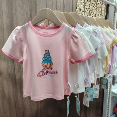 花草记儿童短袖T恤夏季女童纯棉半袖上衣婴儿宝宝打底衫1-5岁女孩