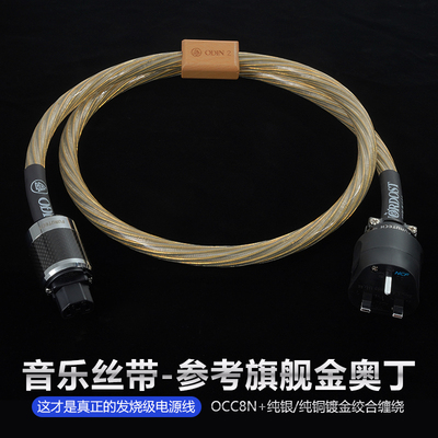金色奥丁13A英标发烧镀金电源线