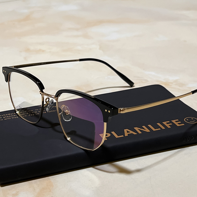 男潮克罗心半框钛架眼镜可配近视