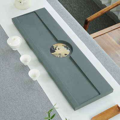 整块浮雕石材托盘功夫茶台