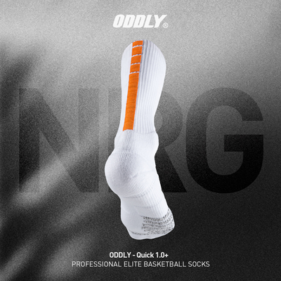 ODDLY【QUICK1.0+】【橙能量条】进口防滑纱篮球袜球员精英运动袜
