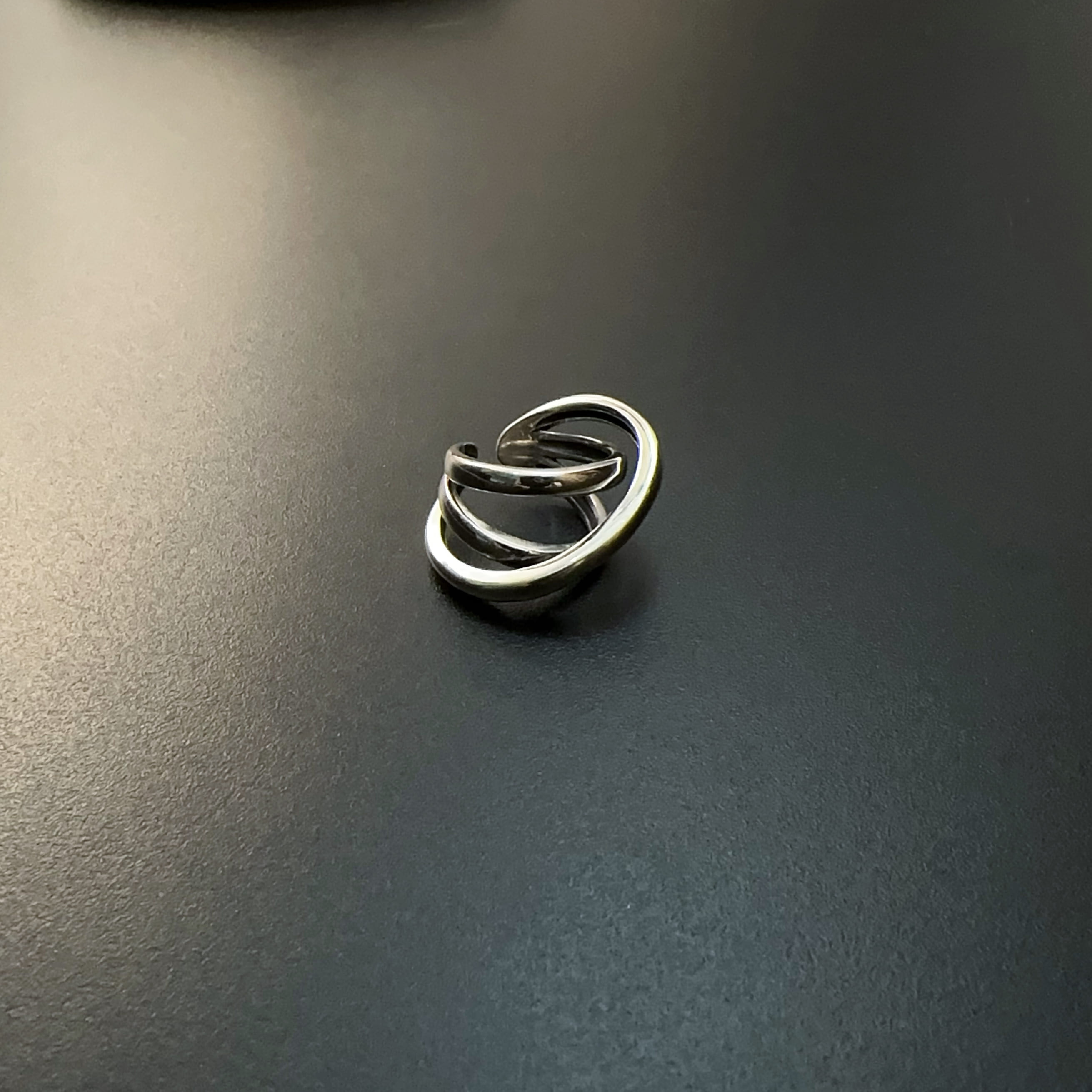 小众纯银戒指设计感个性指环925纯银金属感线条指圈开口可调节