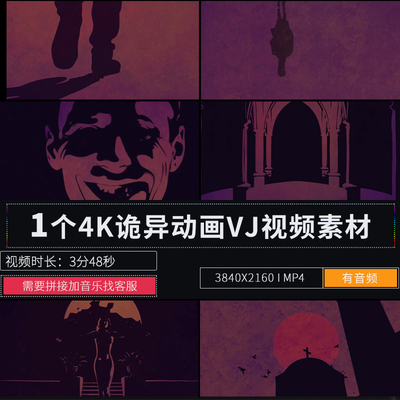 酒吧派对诡异复古抽象挂机动画短片LED大屏幕背景舞台VJ视频素材