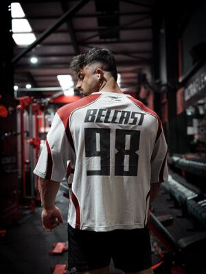 GYMSHARK CARLOS BELCAST新款短袖男运动网眼印花宽松透气训练T恤