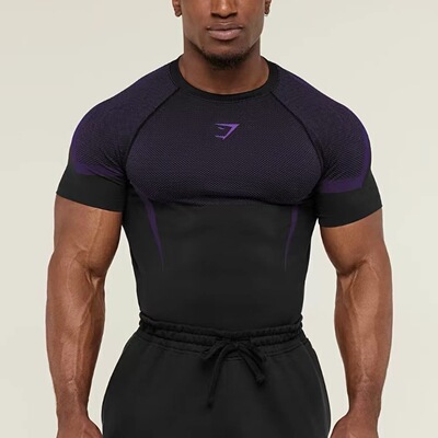 特定GYMSHARK ONYX5.0短袖男新款健身运动速干紧身弹性显身材T恤
