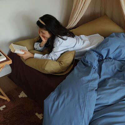 100S婴儿棉混搭撞色素色四件套