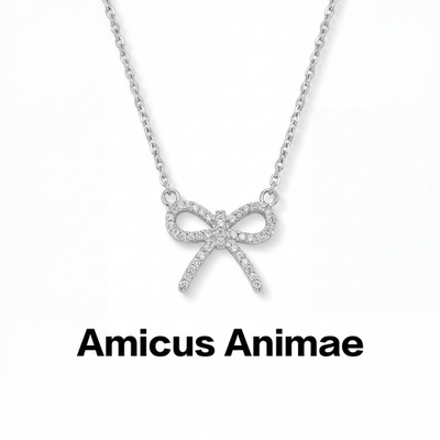 Amicus Animae韩版合金镶钻镂空蝴蝶结吊坠项链女简约时尚锁骨链