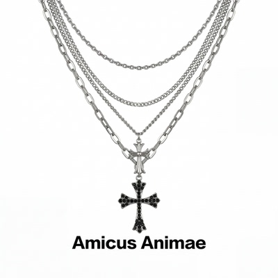 AmicusAnimae多层十字架锁骨链