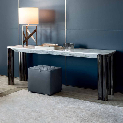 意式轻奢大理石玄关台不锈钢镜面