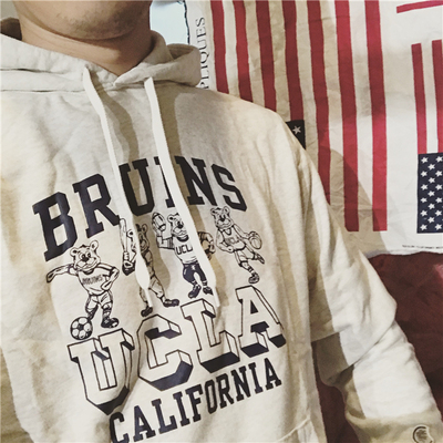 vintage加州小熊图案连帽卫衣