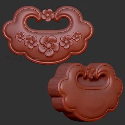 梅花平安锁三维立体图圆雕图stl文件雕刻机3d模型2880