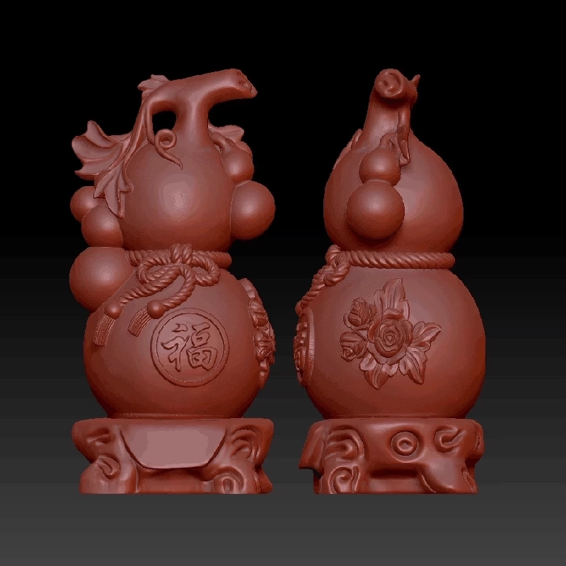 精品福字葫芦圆带花雕图摆件3D立体打印模型STL/obj文件素材